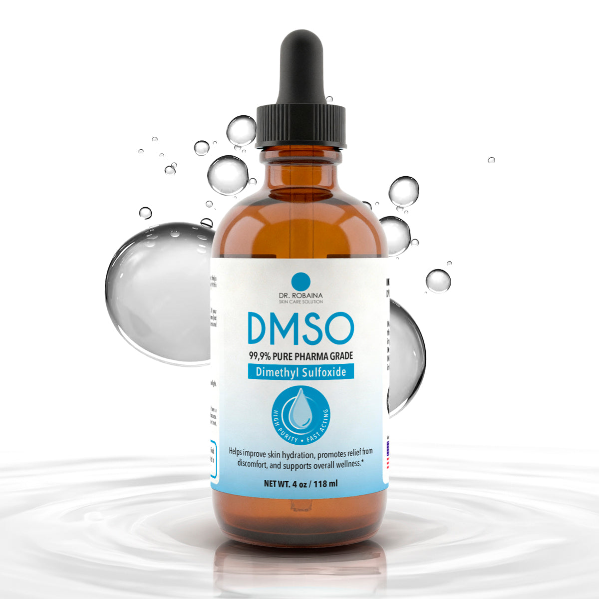 Dr. Robaina DMSO 99.9% Pure Pharma Grade Liquid - Amber Glass Dropper ...